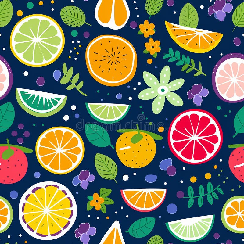 Seamless Pattern of Fruits stock illustration. Illustration of ...
