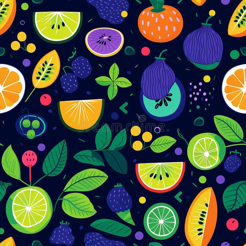 Seamless Pattern of Fruits stock illustration. Illustration of ...