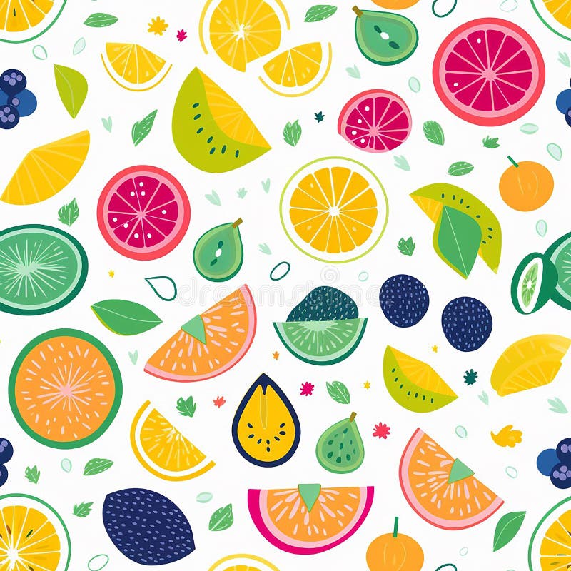 Seamless Pattern of Fruits stock illustration. Illustration of vibrant ...