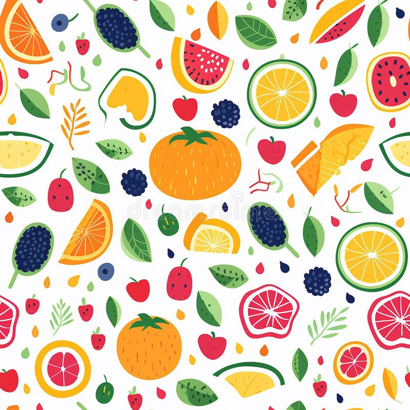 Seamless Pattern of Fruits stock illustration. Illustration of variety ...