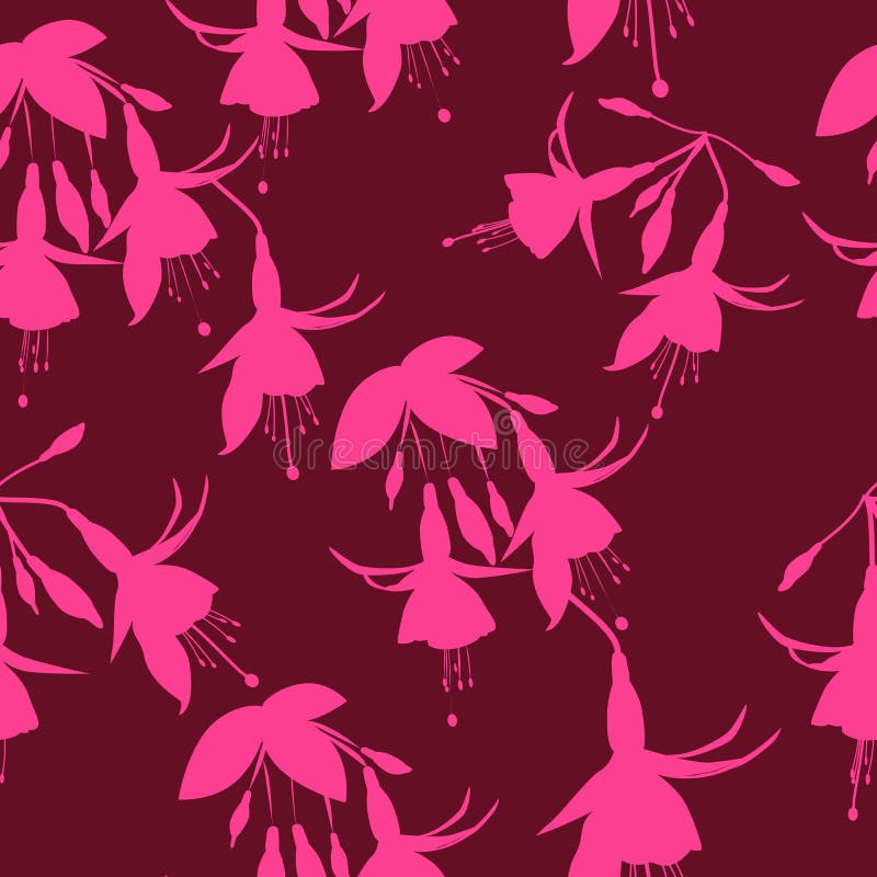 Seamless Pattern of Fuchsia Flowers, Floral Vector Background for ...