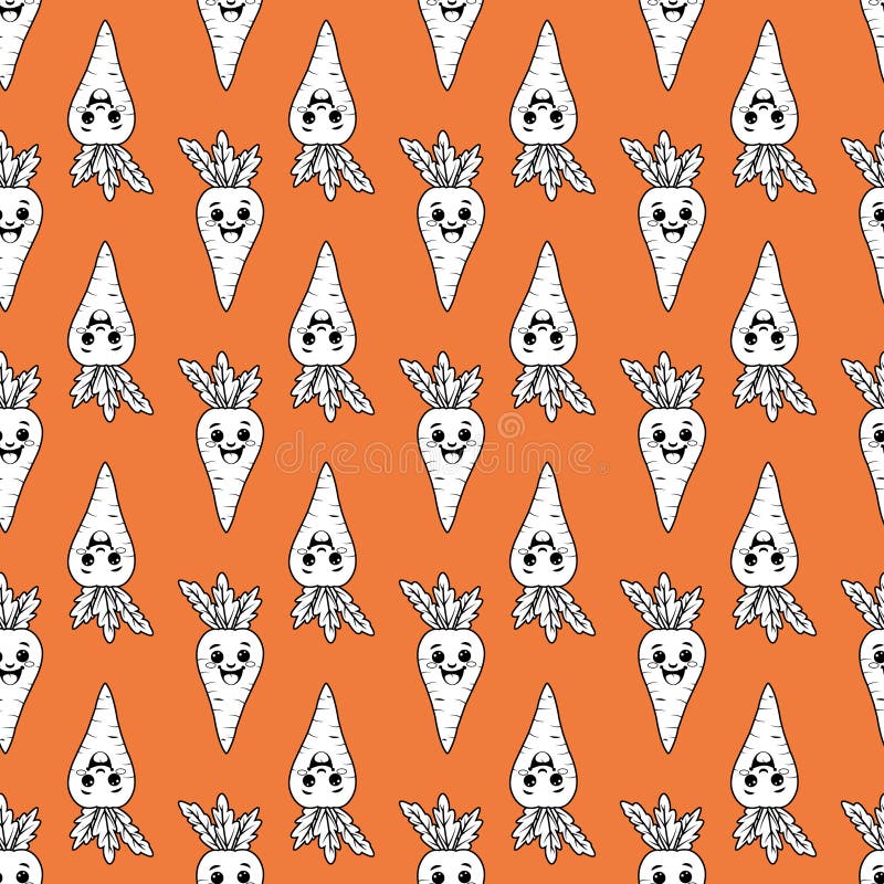 Seamless Pattern with Fun Carrots. a Pattern Featuring Contoured Carrots Stock Vector ...