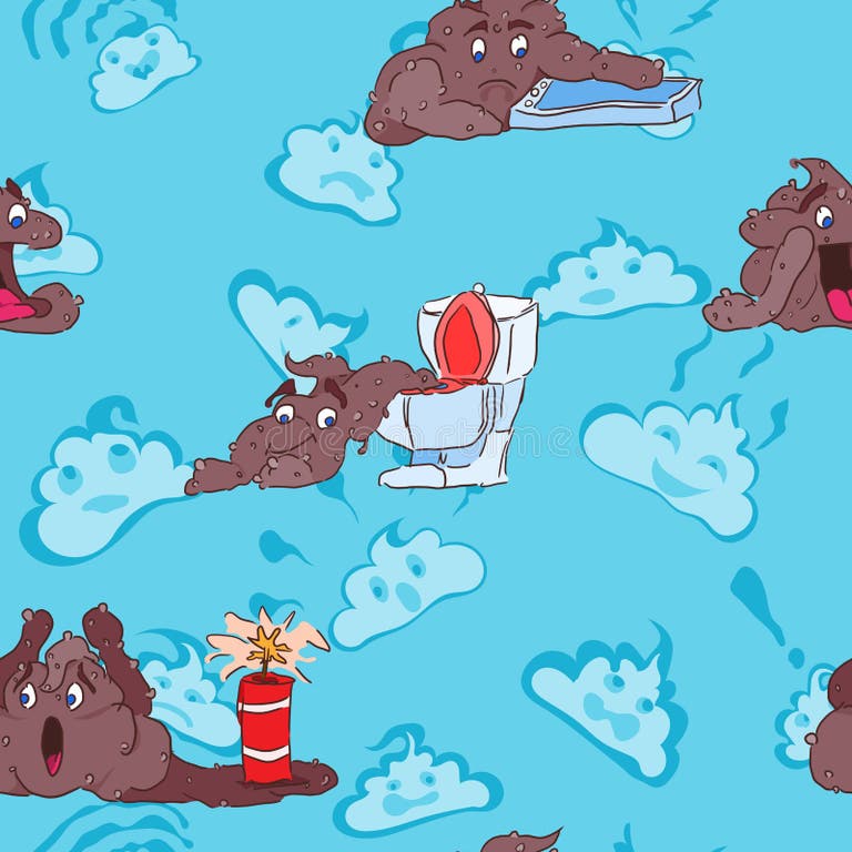 Seamless Pattern Fun Poop Monsters are Having Fun Stock Illustration ...