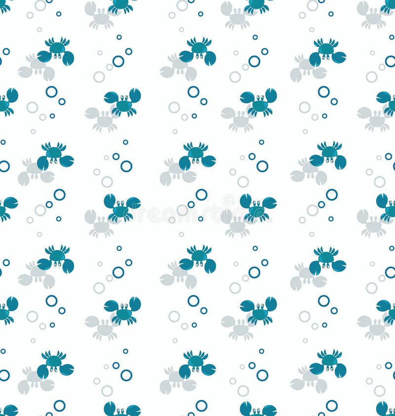 Seamless Pattern with Funny Blue Crabs and Air Bubbles. Stock Vector ...