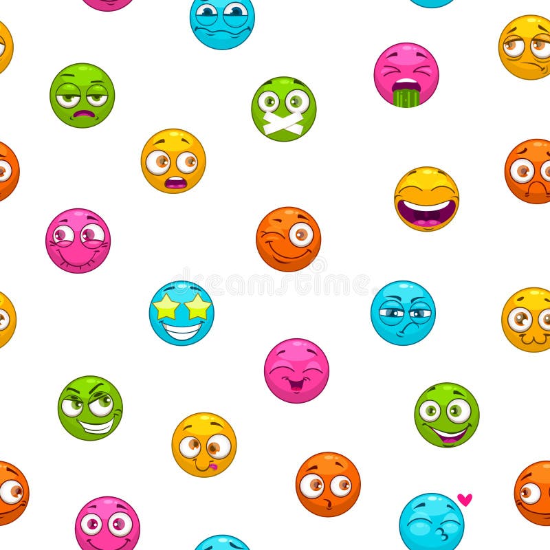 Emoji Texture. Seamless Pattern with Funny Colorful Emoticon Faces ...