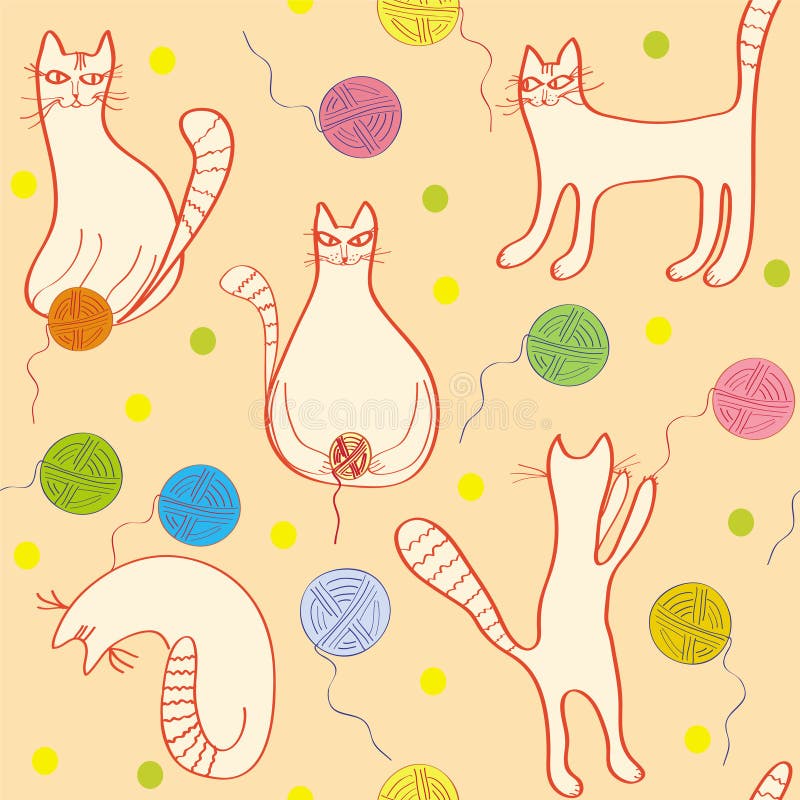 Seamless cat pattern stock illustration. Illustration of animal - 12270235
