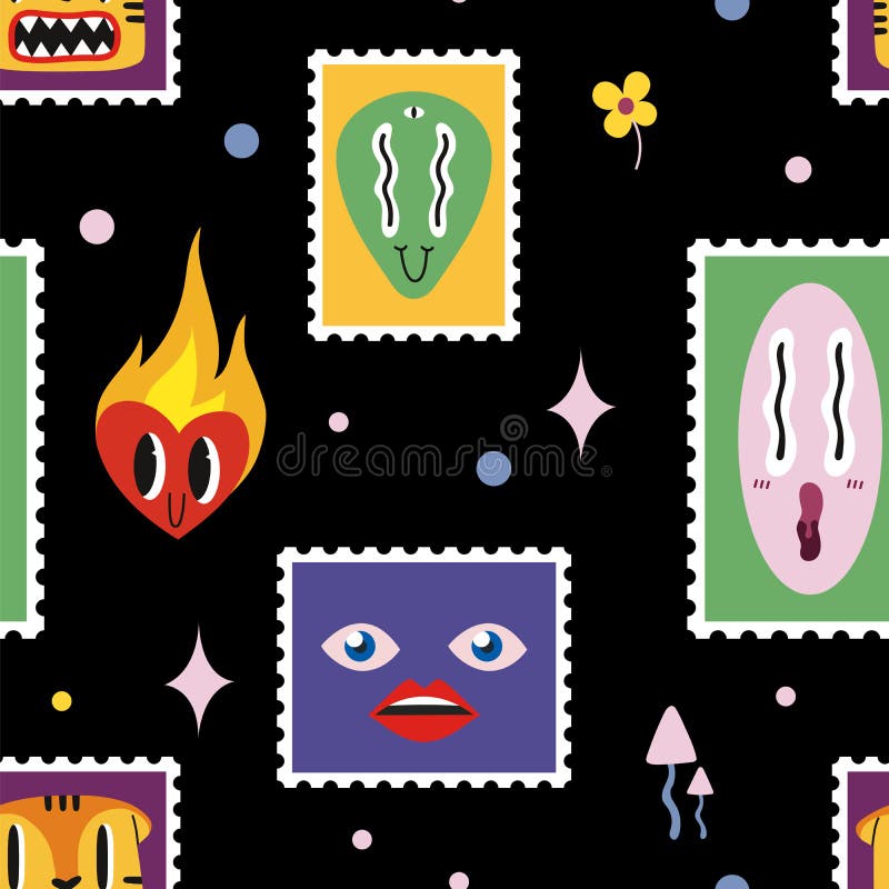 Cute Cartoon Stamps Stock Illustrations – 713 Cute Cartoon Stamps Stock ...