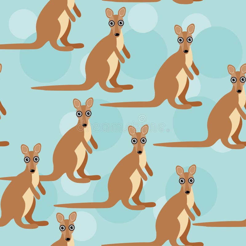 Seamless Pattern with Funny Cute Kangaroo Animal Stock Vector ...