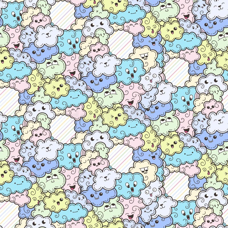 Seamless Pattern with Funny Doodle Clouds for Prints, Designs and ...