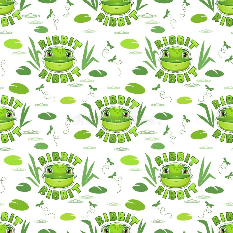 Seamless Pattern with Funny Frog Faces. Stock Vector - Illustration of ...