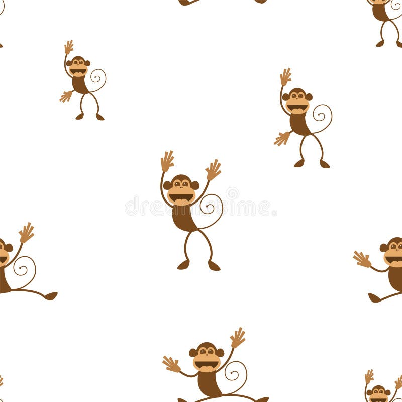 Seamless Pattern with Funny Monkeys. Cheerful, Creative Monkey ...