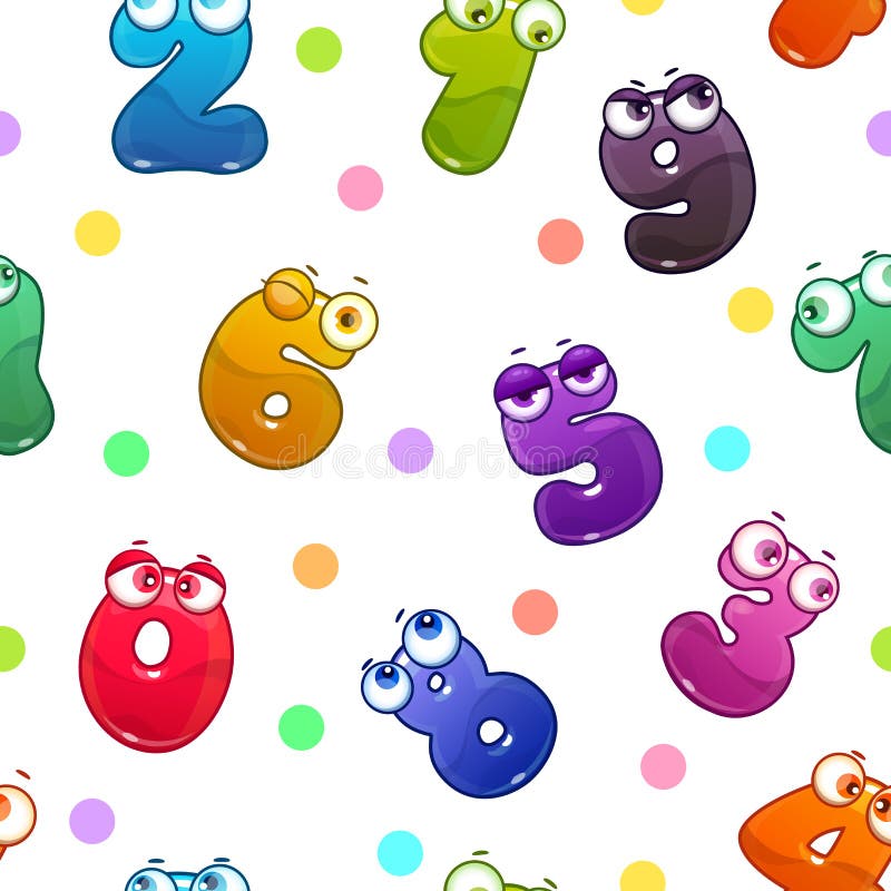 Seamless Pattern with Funny Number Characters. Stock Vector ...