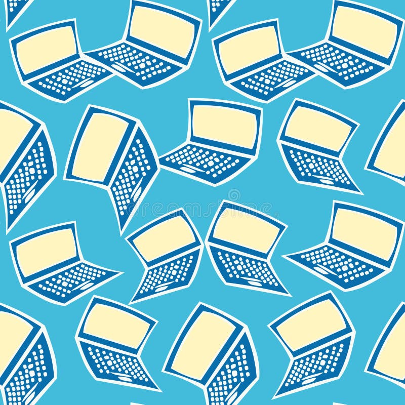 Seamless Pattern Funny PC Notebook Computer Silhouette. Stock Vector ...
