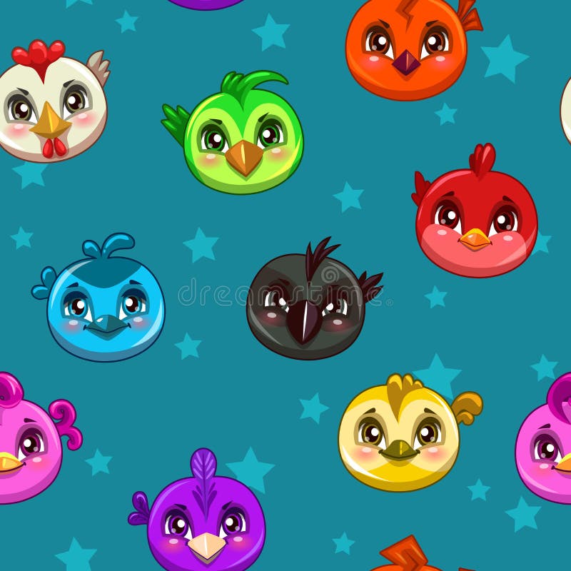 Seamless Pattern with Funny Round Birds Stock Vector - Illustration of ...