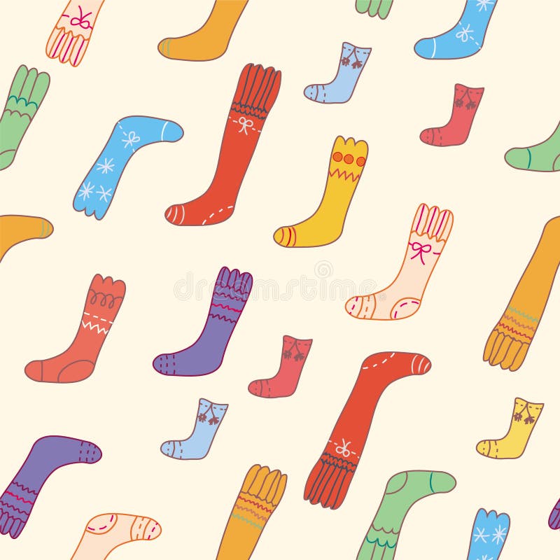 Seamless Pattern with Funny Socks Stock Vector - Illustration of ...