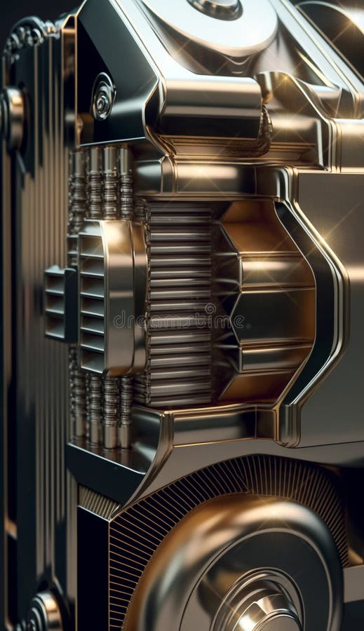 Futuristic Mechanical Chrome Device. Generative AI. Stock Illustration ...