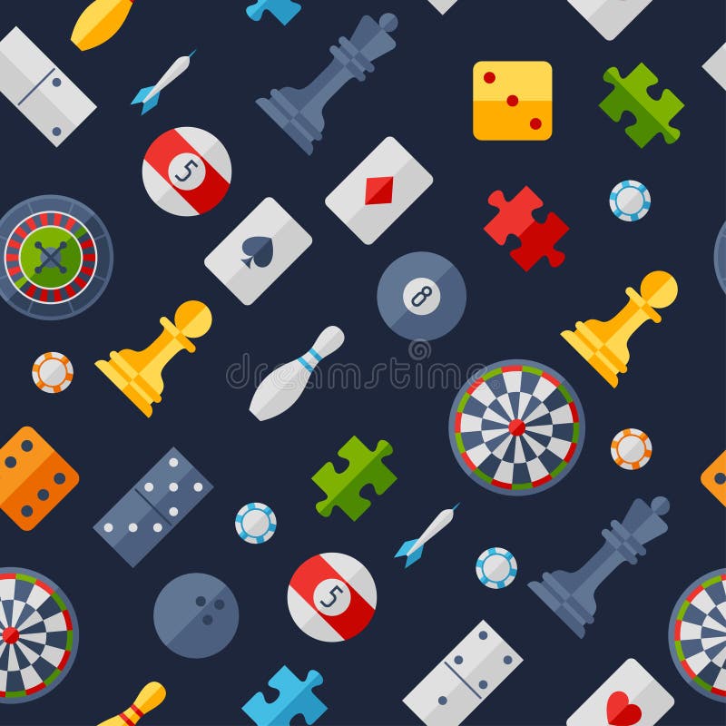 Seamless Pattern with Game Icons in Flat Design Stock Vector ...