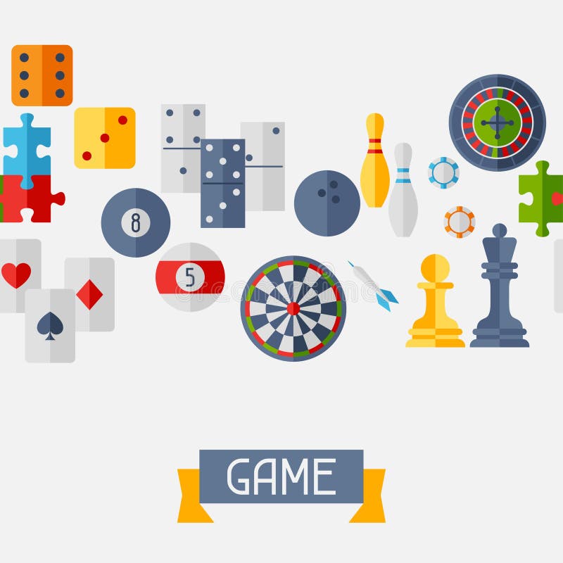 Set of Game Icons in Flat Design Style Stock Vector - Illustration of ...