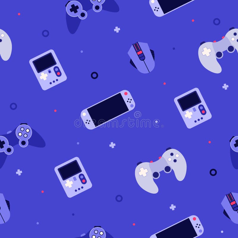 Seamless Pattern with Gamer Equipment Flat Style, Vector Illustration ...