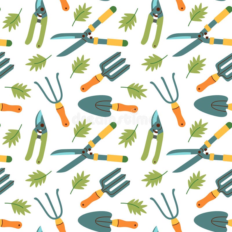 Seamless Pattern of Gardening Items in Hand Drawn Style. Agricultural ...