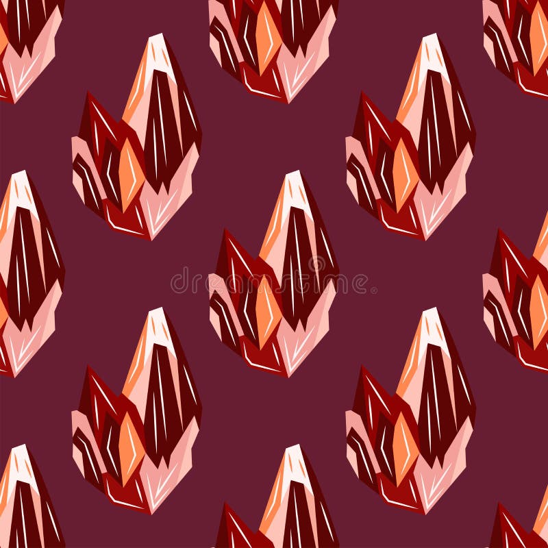 Seamless Pattern with Garnet or Ruby Gemstones Vector Stock Vector ...