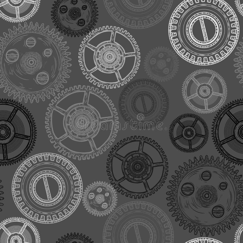 Seamless Pattern with Gear. Clockwork Mechanism Stock Vector ...