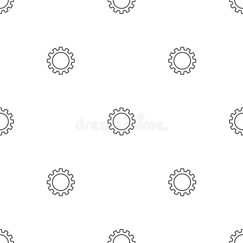 Seamless Pattern with Gear Icon on White Background. Settings Symbol ...