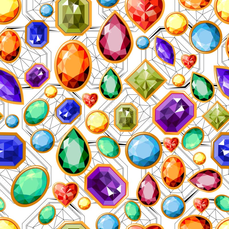 Seamless Pattern with Gems. Endless Texture for Fashion Design Stock ...