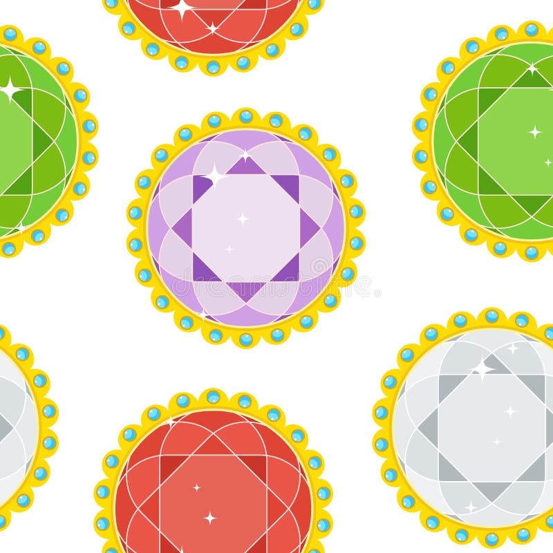 Seamless Pattern Gems Round Stock Vector - Illustration of brilliant ...