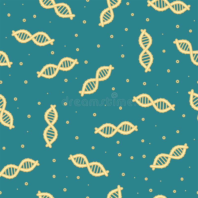 Seamless Pattern with Genetic Topic. Hand Drawn DNA Molecule in Doodle ...