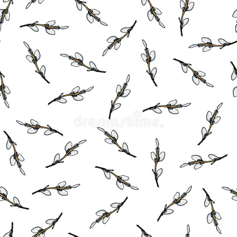 Seamless Pattern. Gentle Spring Willows. Print for Fabric and Other ...