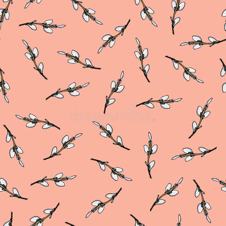 Seamless Pattern. Gentle Spring Willows. Print for Fabric and Other ...