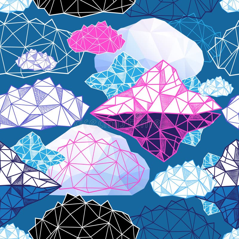 Seamless Pattern with Geometric Clouds Stock Vector - Illustration of ...