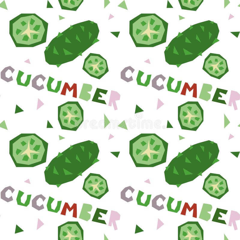 Seamless Pattern of Geometric Cucumber, Hand-drawn, with an Inscription ...