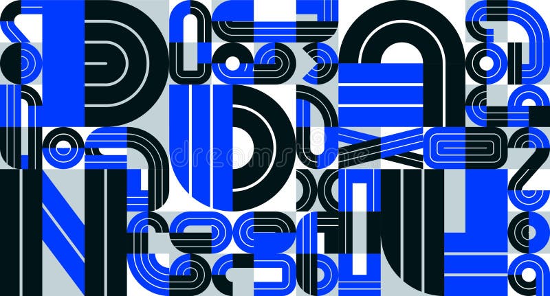 Seamless Pattern with Geometric Elements Vector Trendy Design, Blue ...