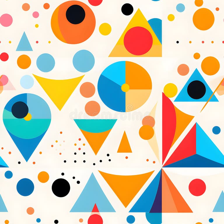 Seamless Pattern Geometric Graphic Design, Circle,triangle,line Segment ...