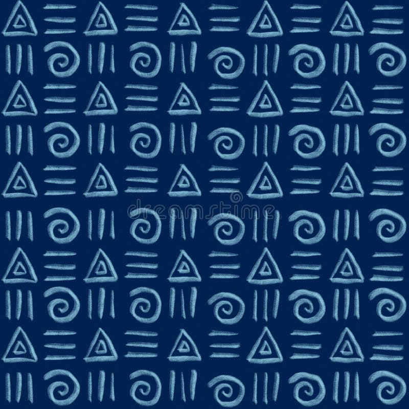 Seamless Pattern. Geometric Ornament on a Blue Background Line ...