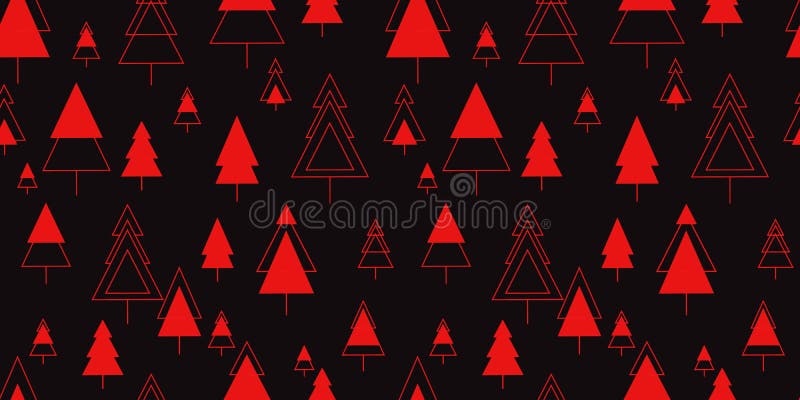Seamless Pattern, Geometric Red Christmas Trees on a Black Background ...