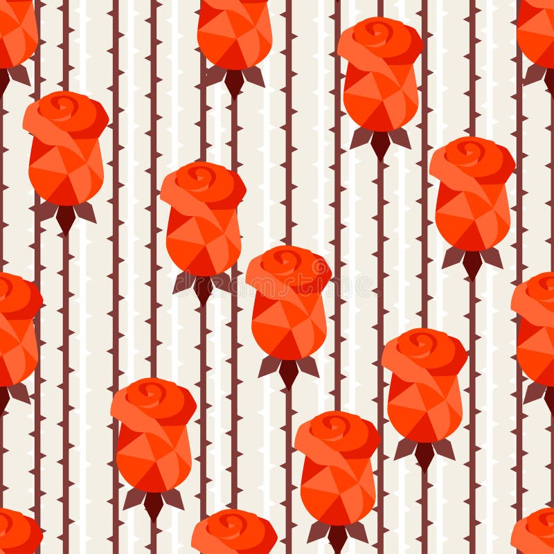 Seamless Pattern with Geometric Roses Stock Vector - Illustration of ...