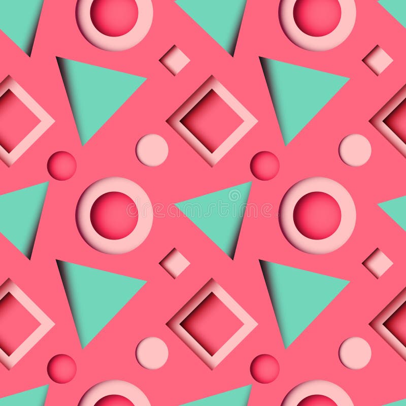 Seamless Pattern Geometric Shape Paper Cut Background. Stock Vector ...