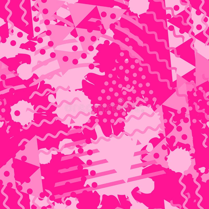 Seamless Pattern with Geometric Shapes and Abstract Fluid Forms. Color ...