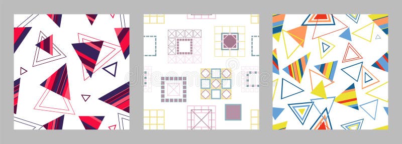 Seamless Pattern of Geometric Shapes. Bright Seamless Pattern. Set of 3 ...