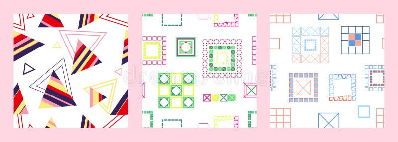 Seamless Pattern of Geometric Shapes. Bright Seamless Pattern. Set of 3 ...