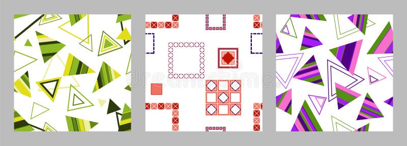 Seamless Geometric Patterns, 3 Set of Two Color Choice Stock Vector ...