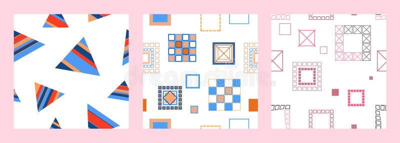 Seamless Pattern of Geometric Shapes. Bright Seamless Pattern. Set of 3 ...