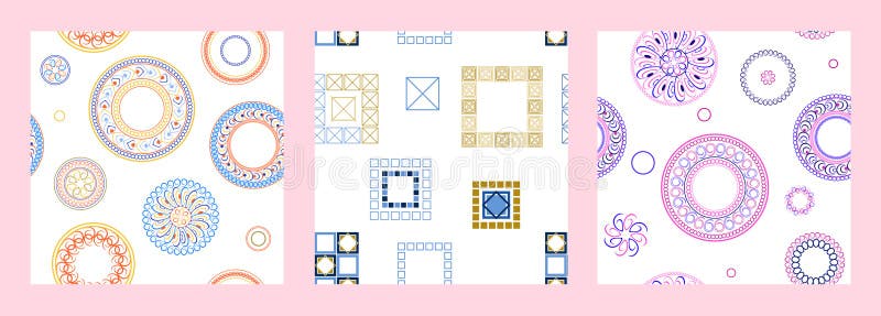 Seamless Pattern of Geometric Shapes. Bright Seamless Pattern. Set of 3 ...