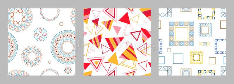 Seamless Pattern of Geometric Shapes. Bright Seamless Pattern. Set of 3 ...