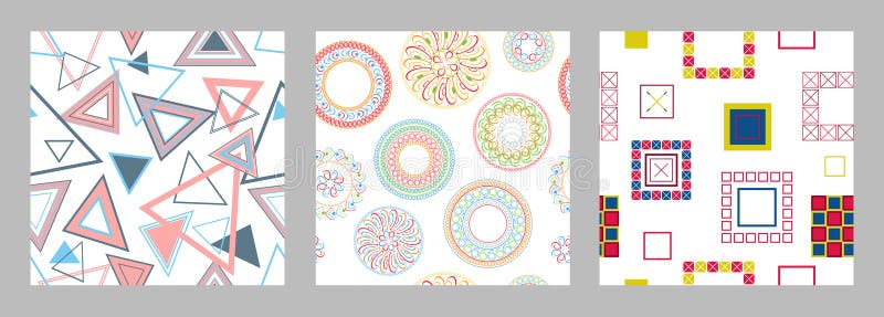 Seamless Pattern of Geometric Shapes. Bright Seamless Pattern. Set of 3 ...