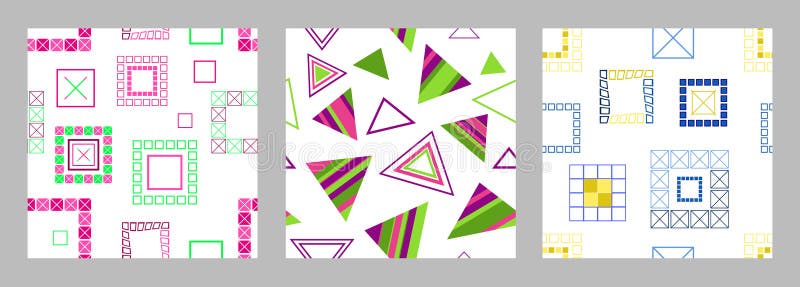 Seamless Pattern of Geometric Shapes. Bright Seamless Pattern. Set of 3 ...