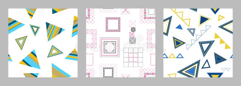 Seamless Pattern of Geometric Shapes. Bright Seamless Pattern. Set of 3 ...
